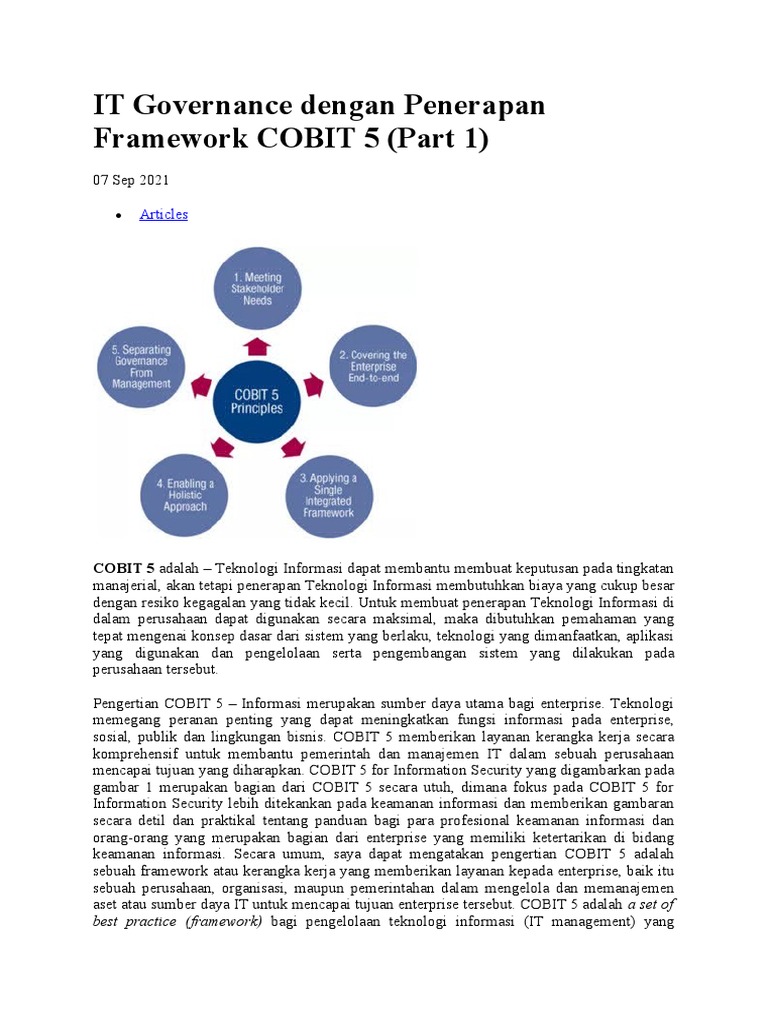 IT Governance Dengan Penerapan Framework COBIT 5 | PDF