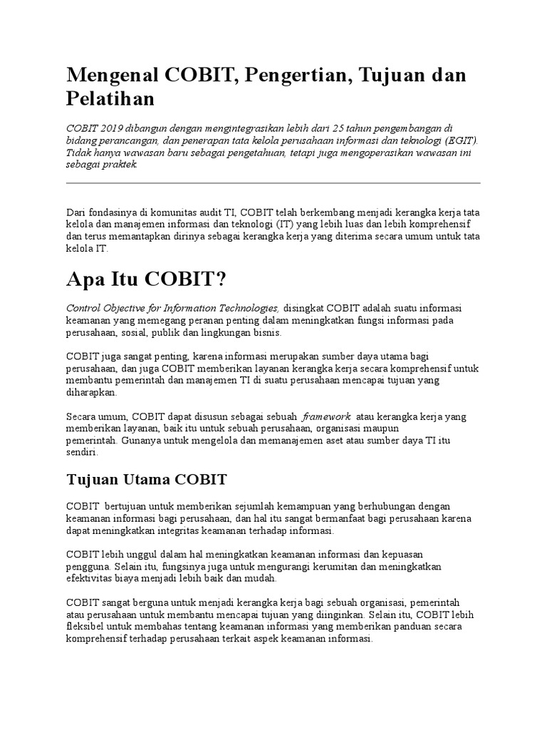 Mengenal COBIT | PDF