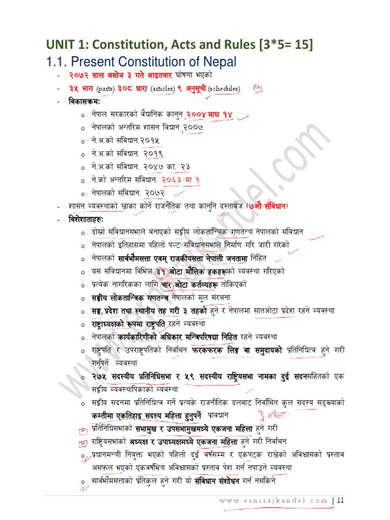 Unit 1 Acts - Present Constitution of Nepal | PDF