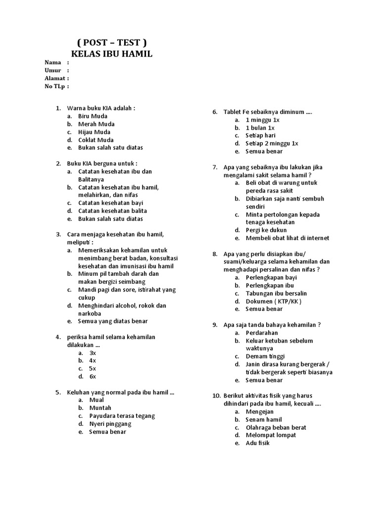 Pre Dan Post Test | PDF
