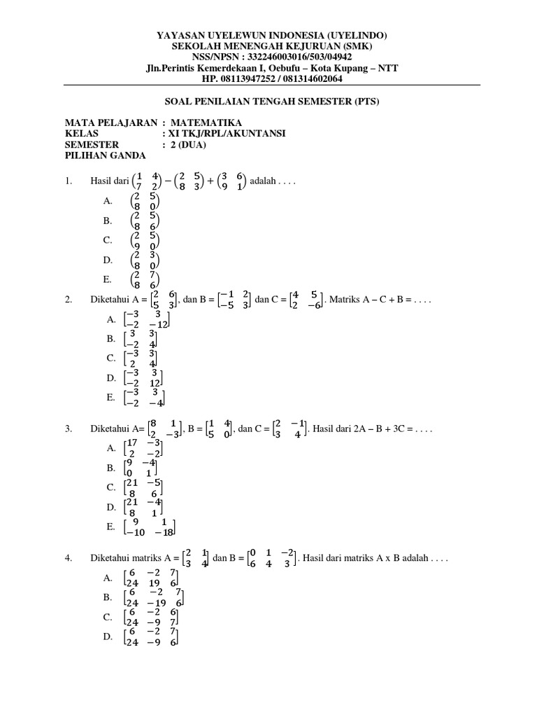 Soal PTS KLS Xi SMTR 2 | PDF