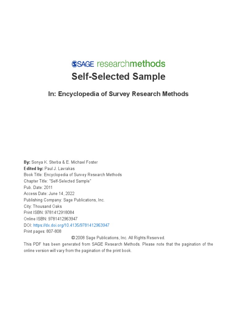 Encyclopedia of Survey Research Methods | PDF | Sampling (Statistics ...