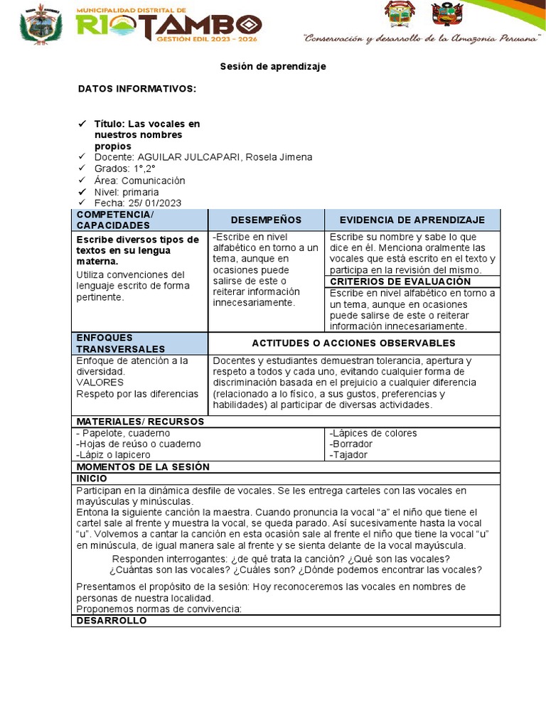 Sesion 5 | PDF | Vocal | Aprendizaje