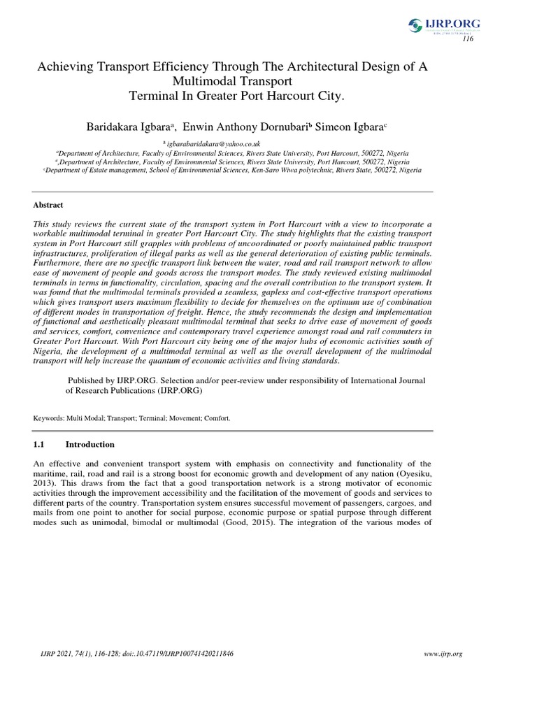 Achieving Transport Efficiency Through The Architectural Design of A ...