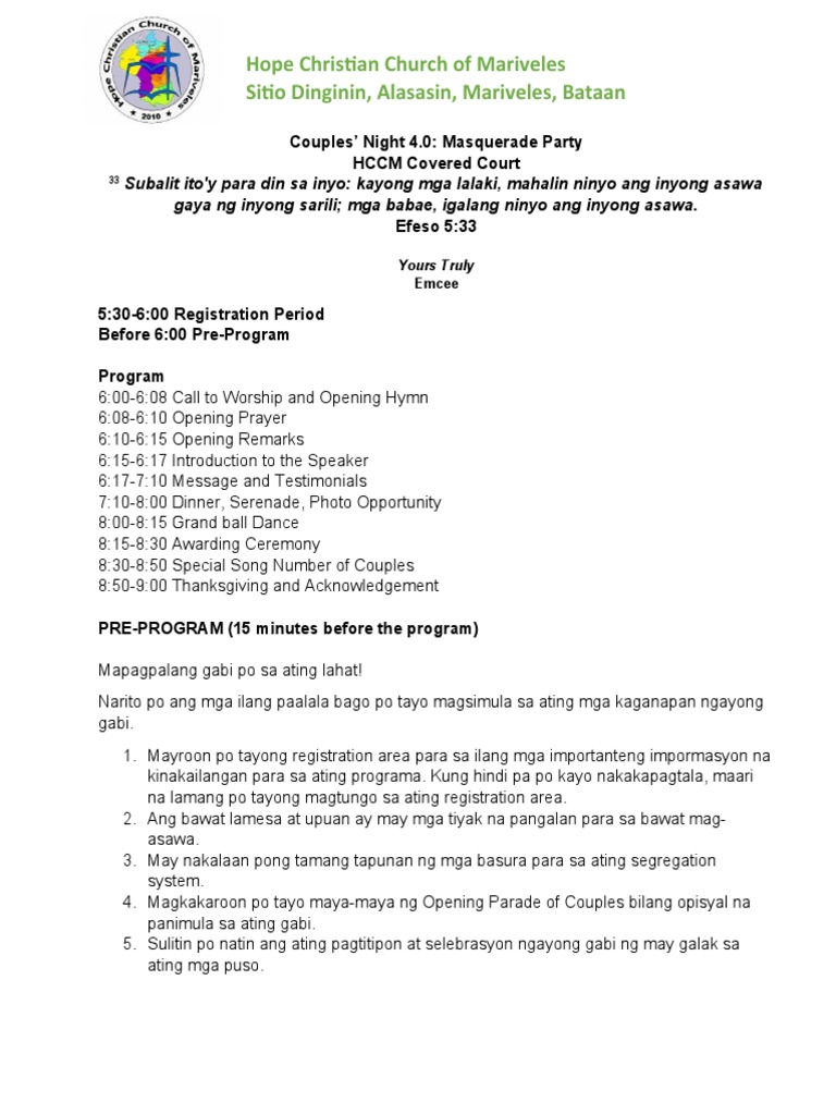 Emcee's Script Couple's Night 4.0 | PDF