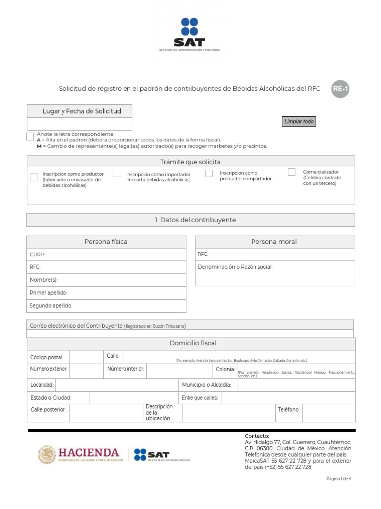 Formato RE-1 Anexo 1 de La RMF 2022 | PDF | Privacidad de la información