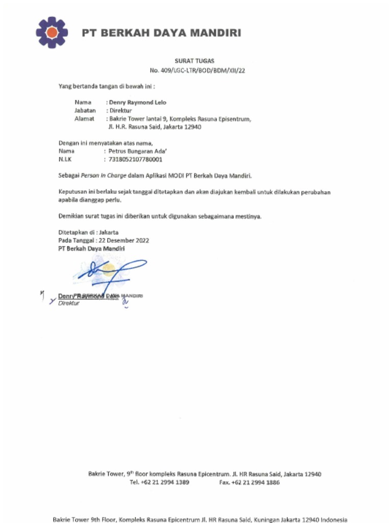 Surat Tugas MODI | PDF