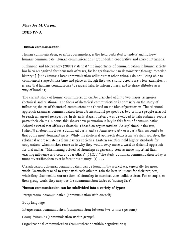 Human Communication | PDF | Communication | Human Communication