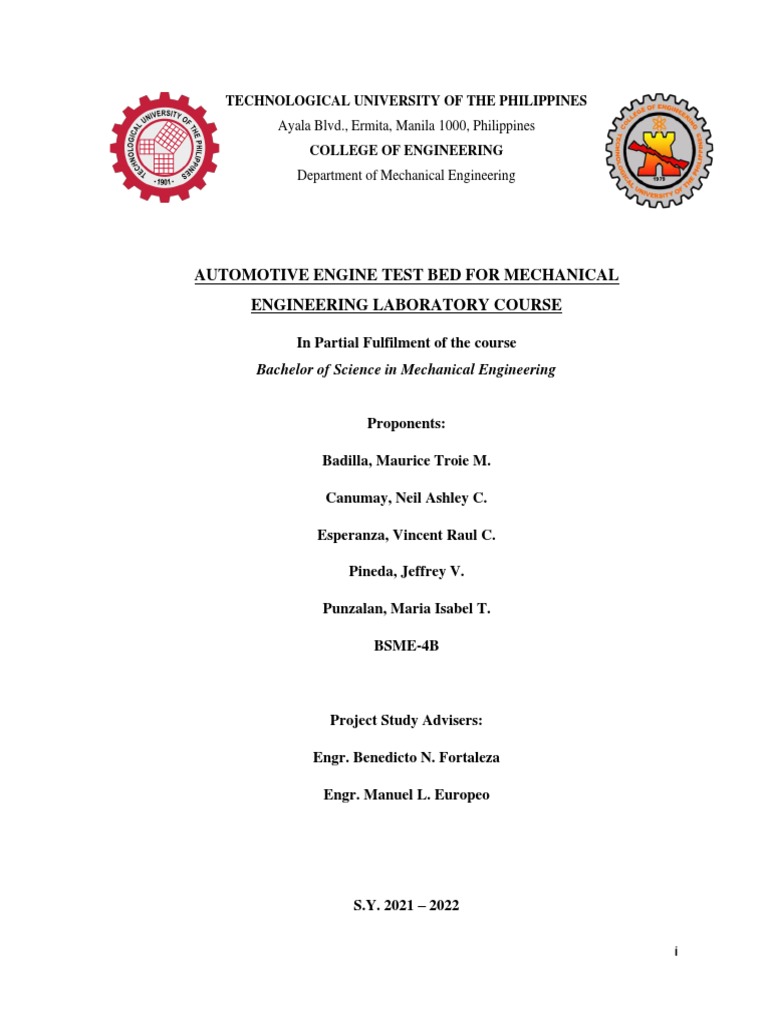 Automotive Engine Test Bed For Mechanical Engineering Laboratory Course ...