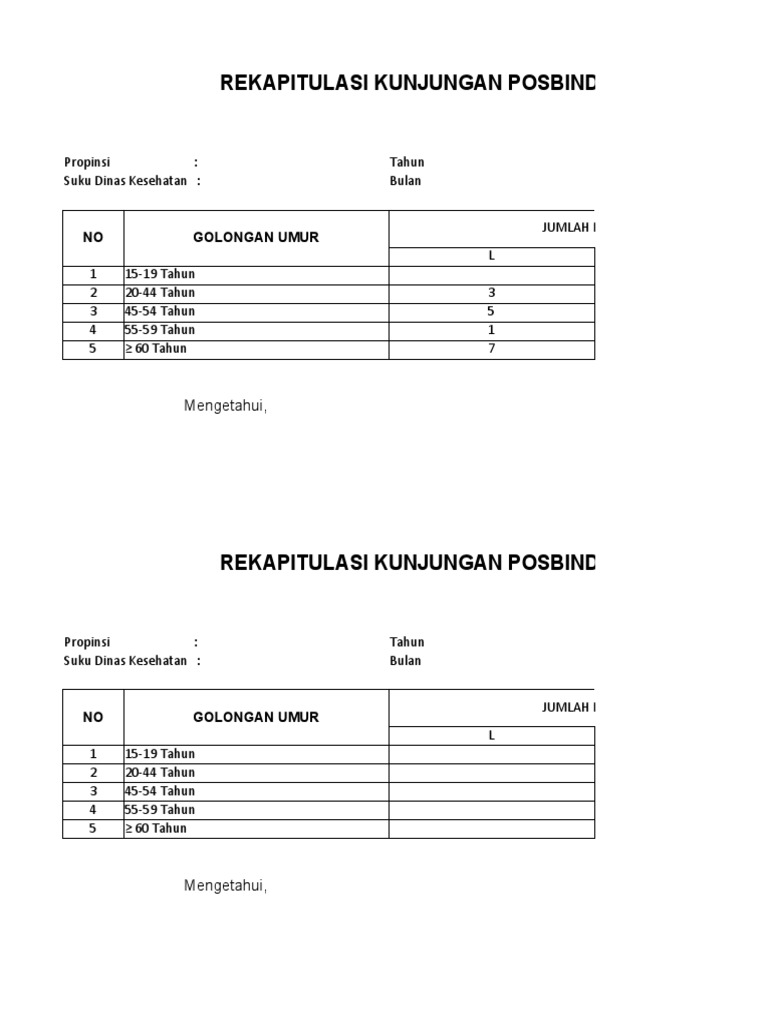 Rekap Kunjungan Posbindu PTM | PDF