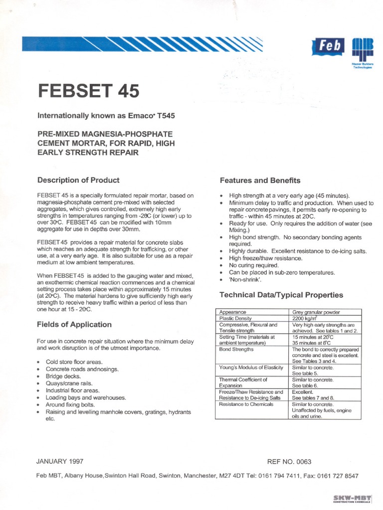 Febset 45 PDF | Download Free PDF | Concrete | Mortar (Masonry)