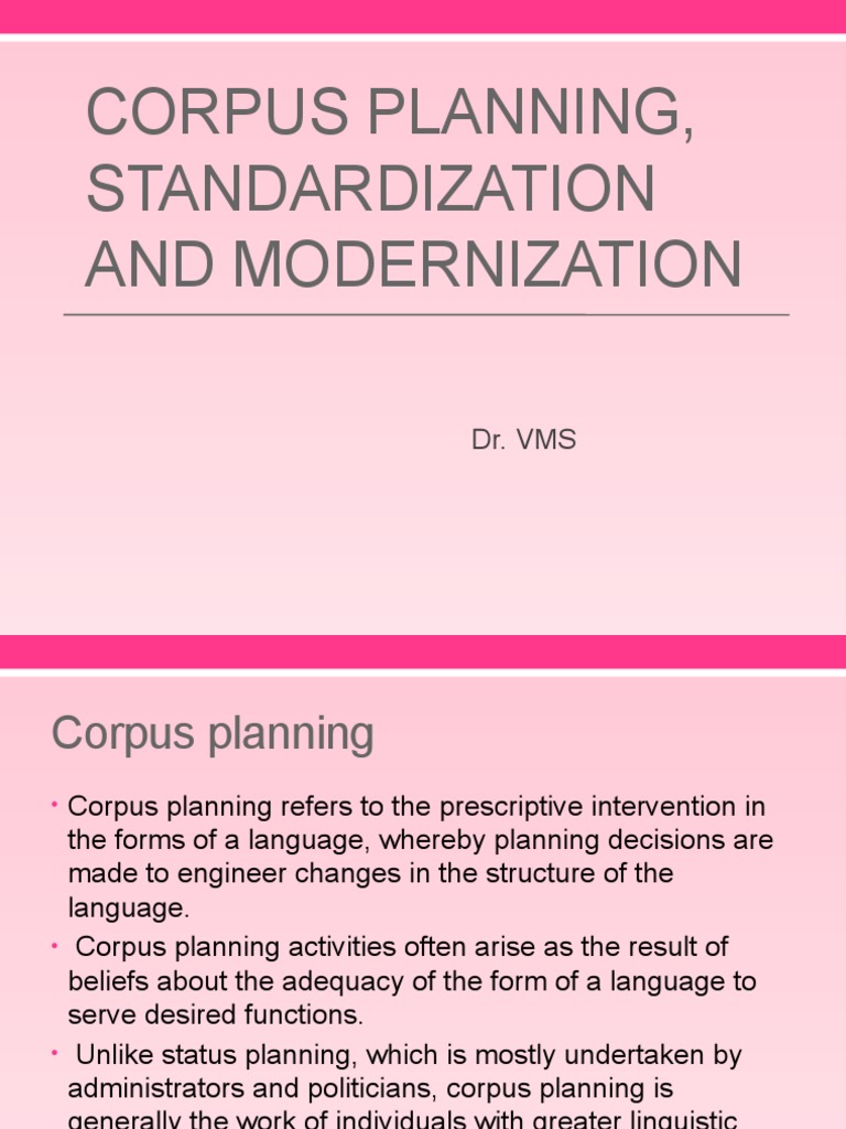 Corpus Planning, Standardization and Modernization | PDF | Dialect ...