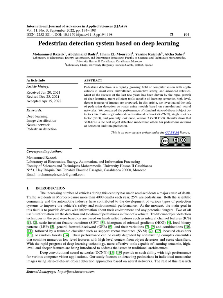 Pedestrian Detection System Based On Deep Learning Pdf Deep