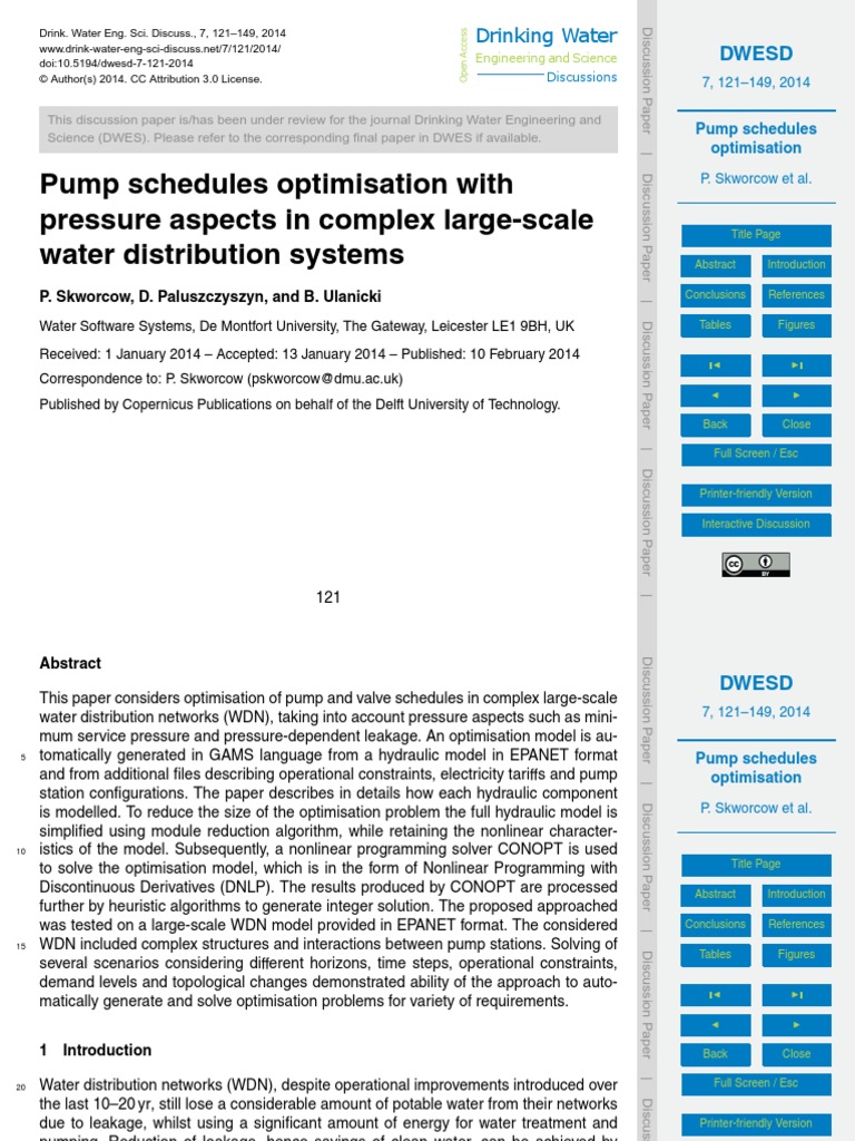 Pump Schedules Optimisation With Pressure Aspects PDF | PDF ... Pump Schedules Optimisation With Pressure Aspects PDF | PDF ...