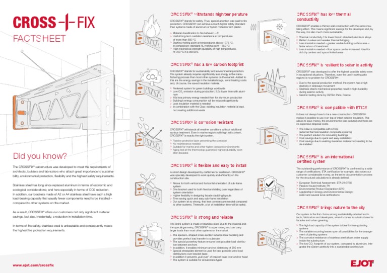 EJOT Crossfix Factsheet 2022 07 21 EN | PDF | Building Insulation | Corrosion