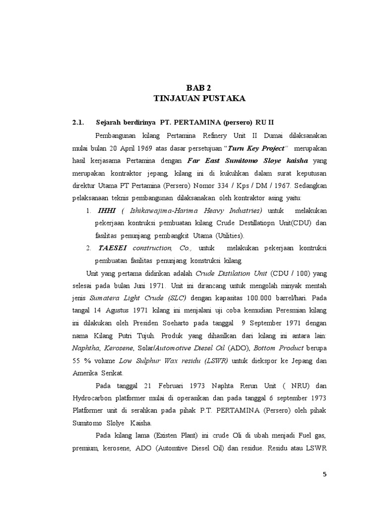 Sejarah dan Struktur PT Pertamina RU II Dumai | PDF
