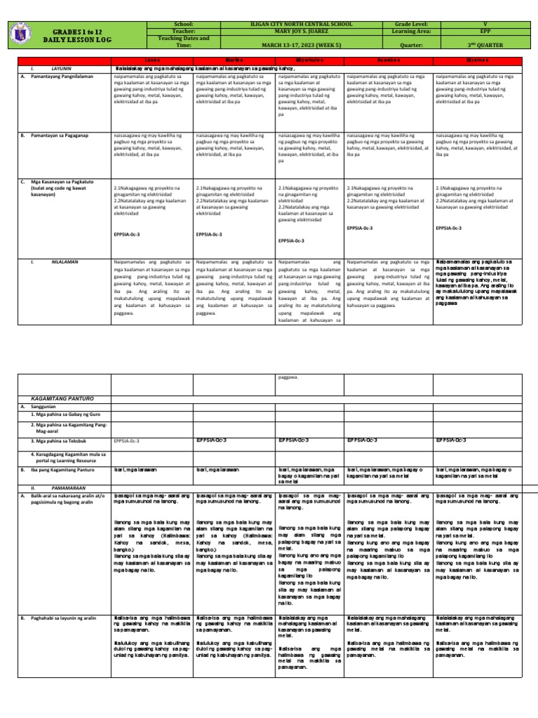 DLL - Epp 5 - Q3 - W4 | PDF