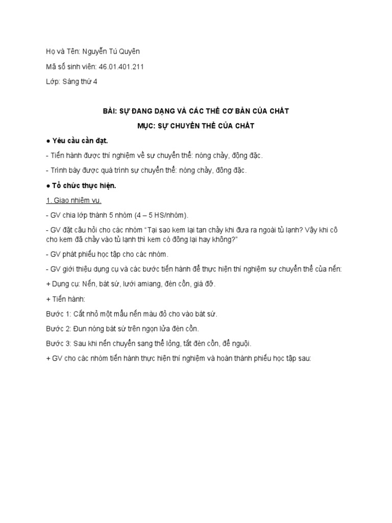 Thuc Hanh Chuyen Doi Cua Chat - KHBD | PDF