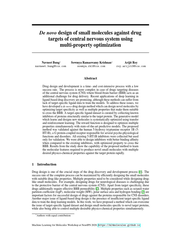 MPO NeurIPS 2020 PDF | PDF | Drug Design | Docking (Molecular)