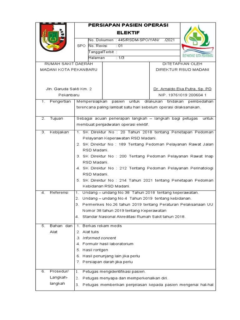 Persiapan Pasien Operasi Elektif | PDF
