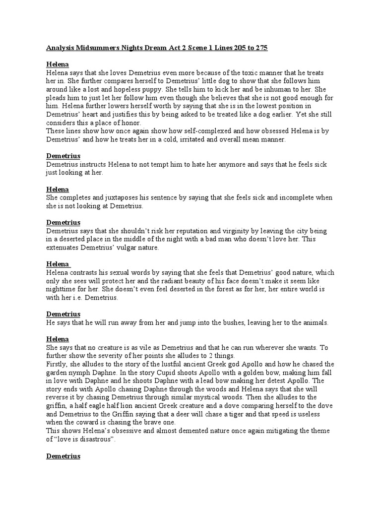 Analysis Midsummers Act 2 Scene 1 Lines 205 To 276 | PDF | Apollo