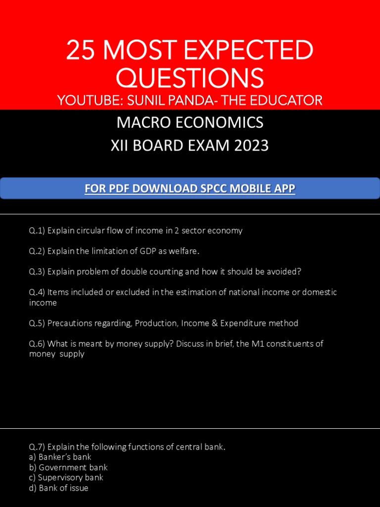 50 Most Important Questions Economics SPCC | PDF | Balance Of Payments ...