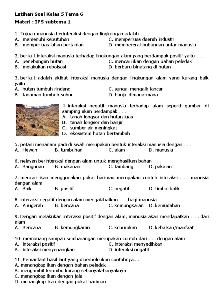 Latihan Soal Kelas 5 Tema 6 Pdf