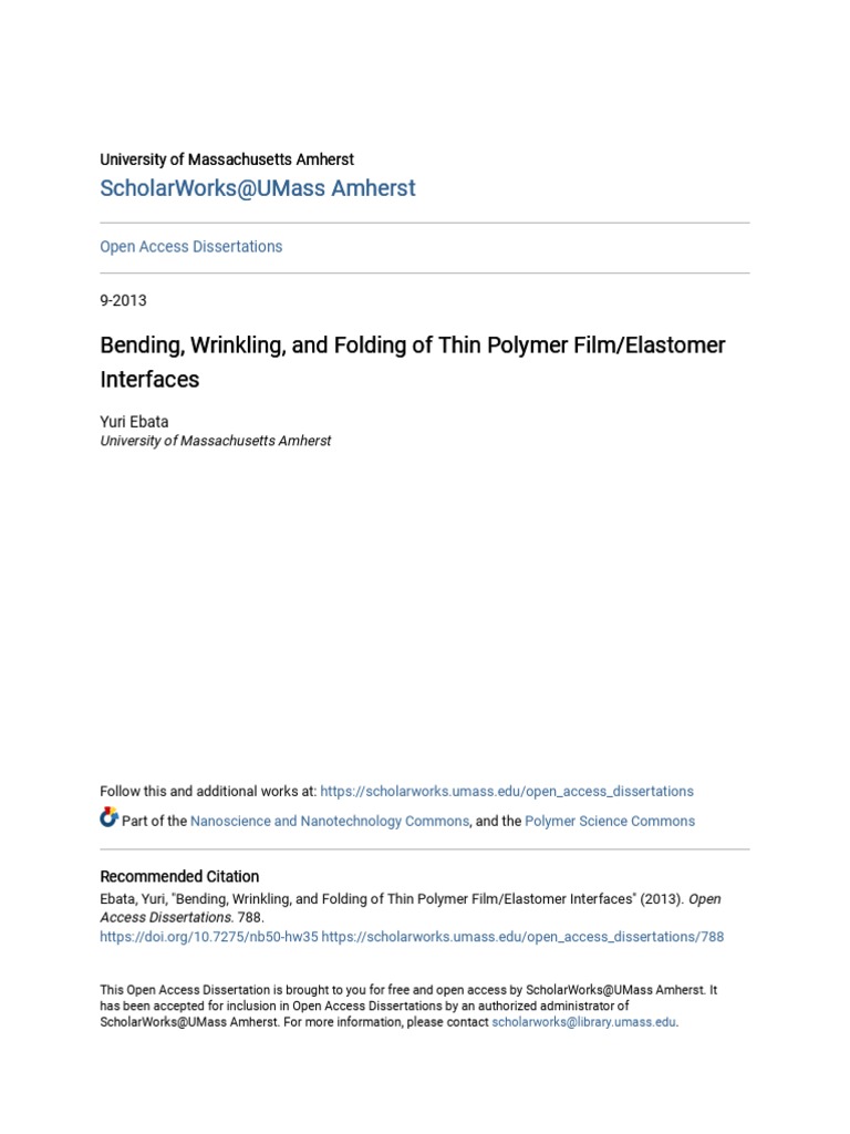 Bending Wrinkling and Folding of Thin Polymer Film - Elastomer in | PDF ...