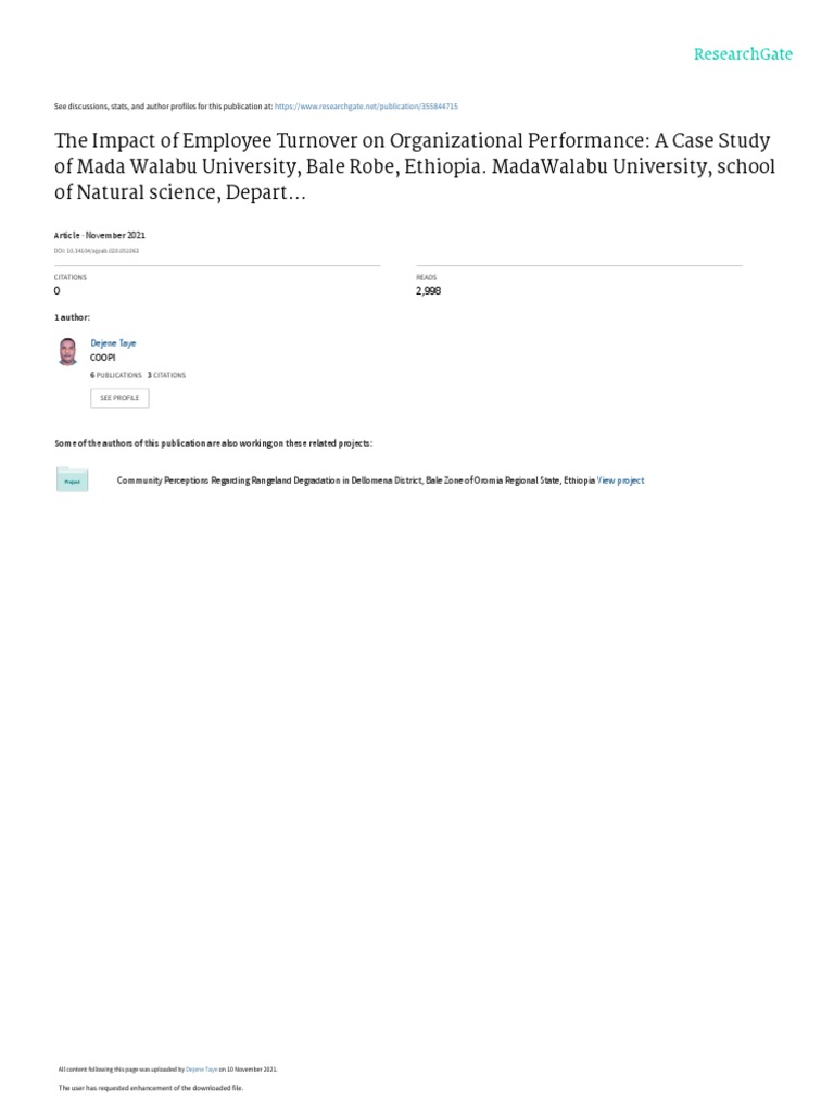 Employee Turnover Effects at Mada Walabu | PDF | Turnover (Employment ...