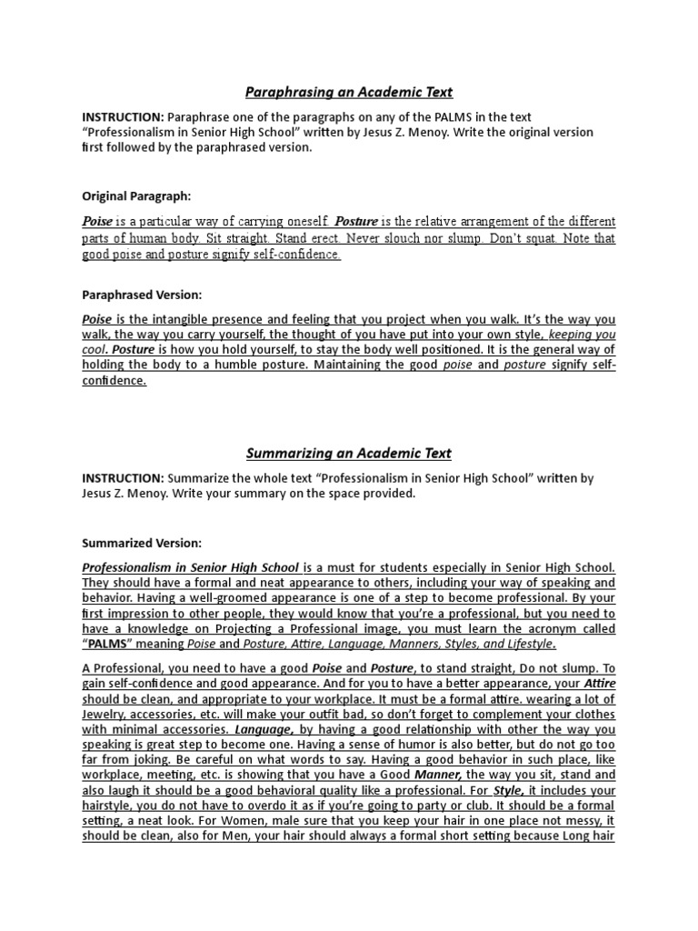 PROJECT IN ENG2 EAPP Professionalism in Senior High School | PDF ...