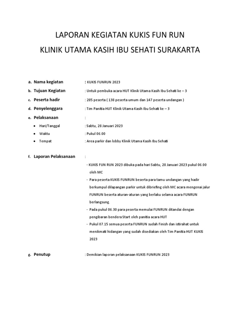 Laporan Kegiatan Kukis Fun Run | PDF