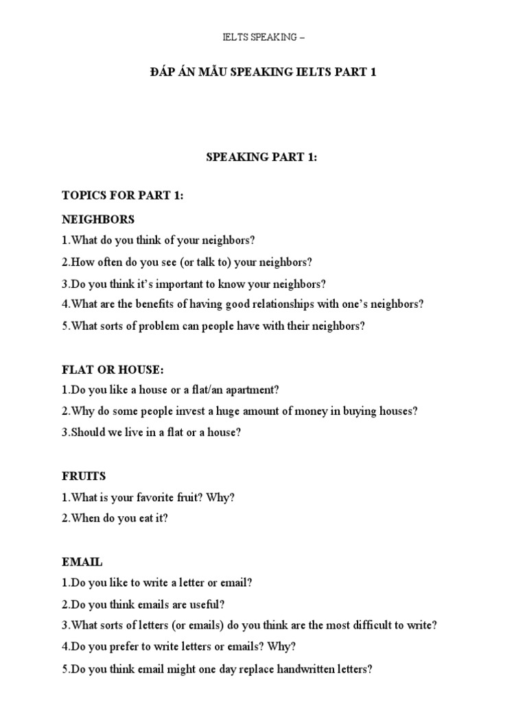 IELTS SPEAKING Part 1 | PDF | Robot | Robotics