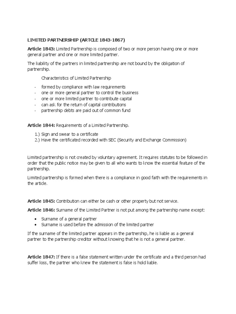 Limited Partner PDF