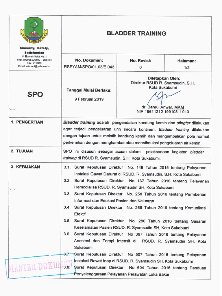 SPO - BLADDER TRAINING | PDF