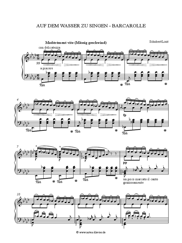 Schubert-Liszt Auf Dem Wasser Zu Singen | PDF