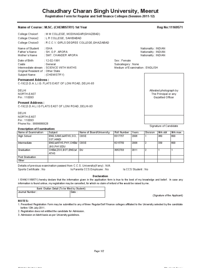 Ccs Bank Form | PDF | Fee