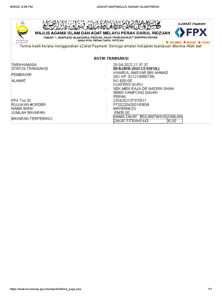 eZAKAT-MAIP - MAJLIS AGAMA ISLAM PERAK | PDF