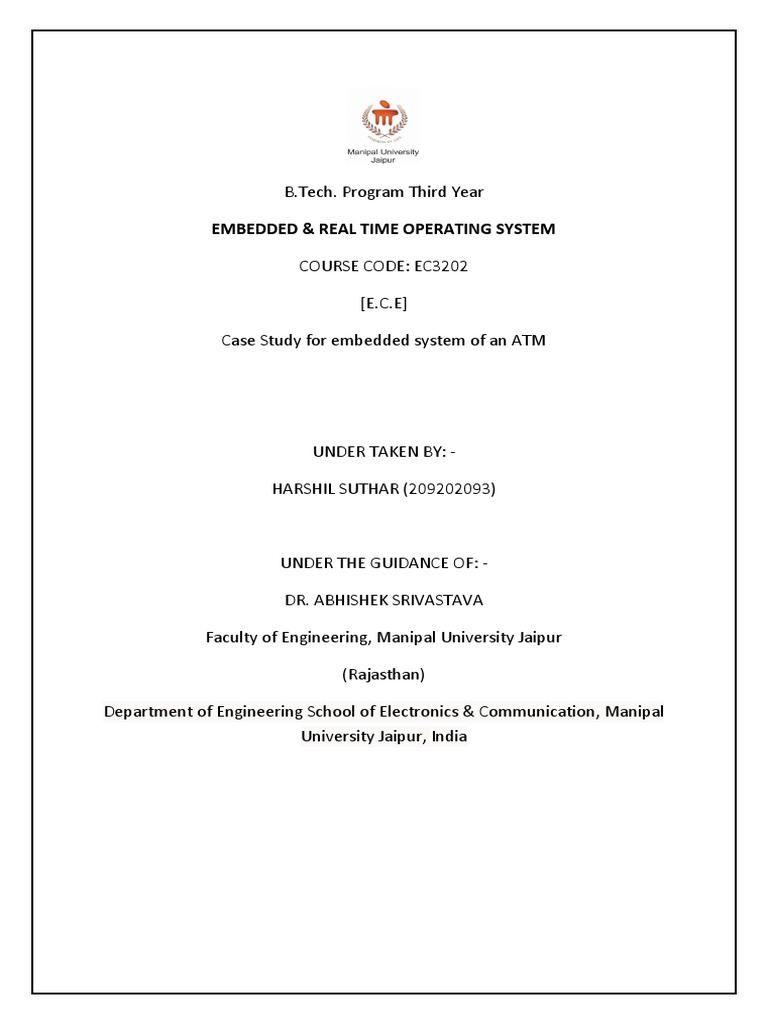 Case Study of Atm Embedded System PDF | PDF | Automated Teller Machine | Personal Identification ...