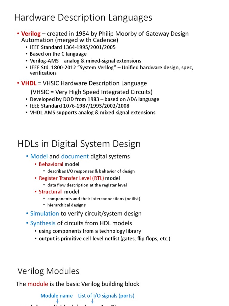 Verilog Notes PDF | PDF | Hardware Description Language | Digital ...