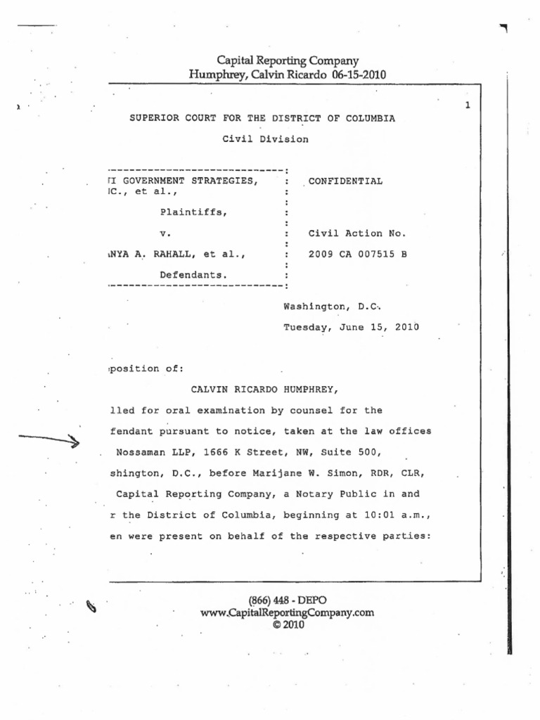 CREW: Most Corrupt Sources: Deposition of Calvin Humphrey | PDF