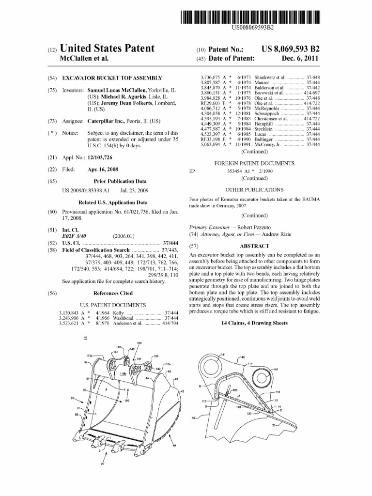 Excavator Bucket Top Assembly with Strategically Positioned Continuous ...