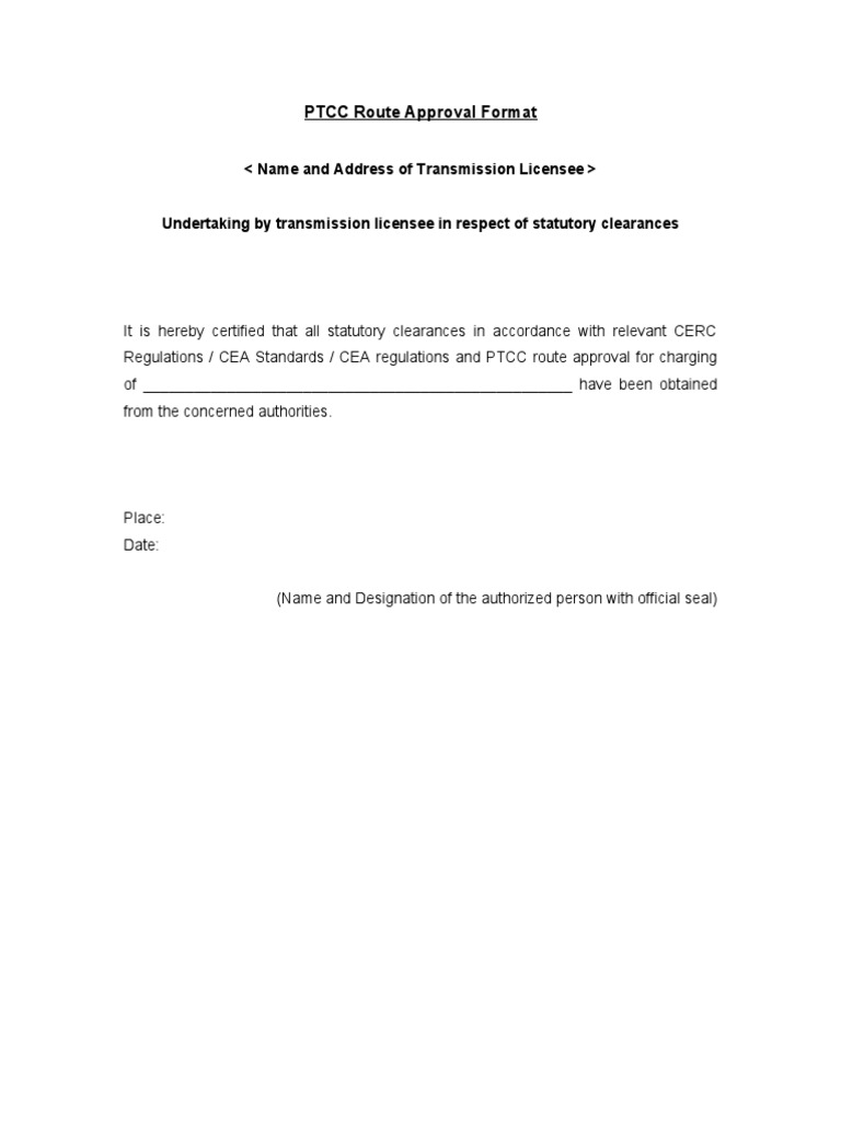 PTCC Route Approval Format | PDF | Law