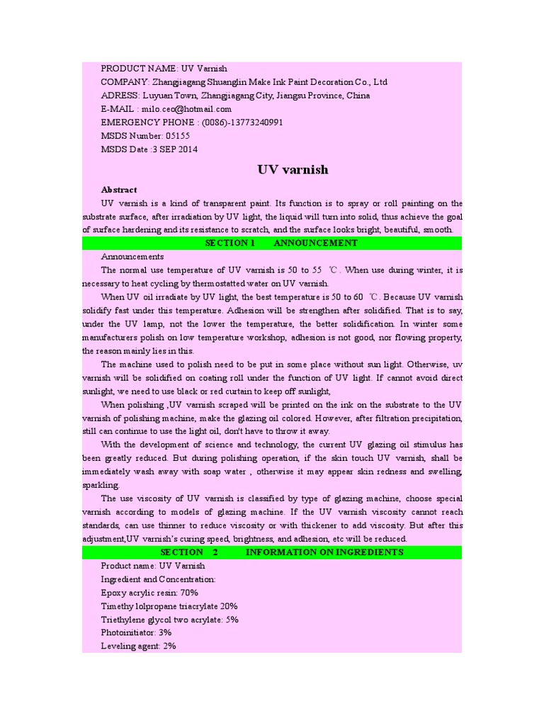 Uv Varnish | PDF | Varnish | Personal Protective Equipment