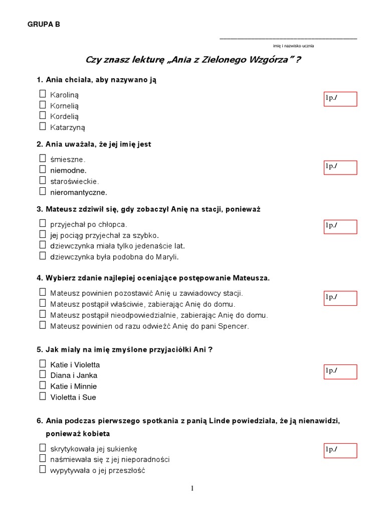 Ania Z Zielonego Wzgorza B PDF | PDF