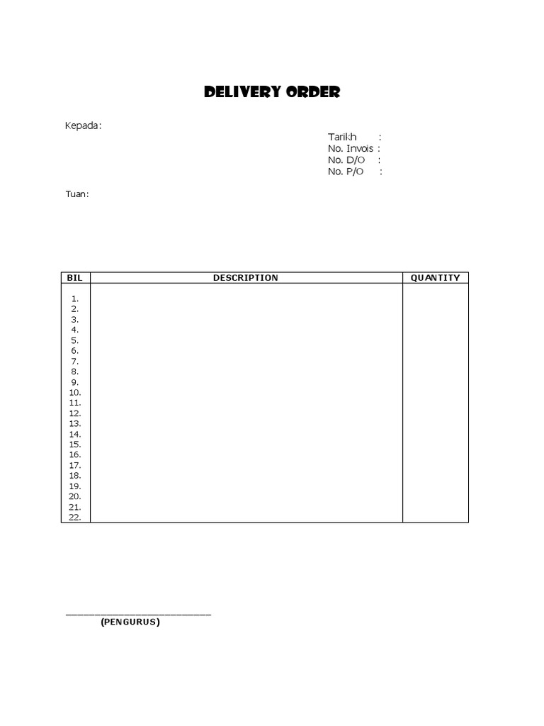 Delivery Order | PDF