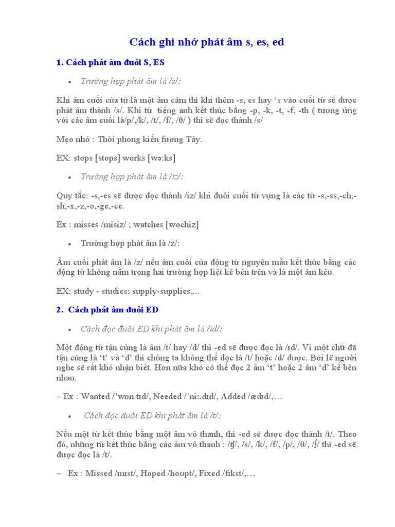 Cách Ghi NH Phát Âm S | PDF