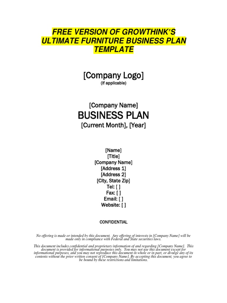 Free Furniture Business Plan Template | PDF | Expense | Brand