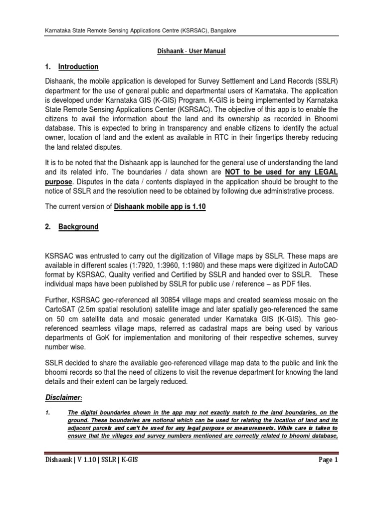 Dishaank App User Manual for Karnataka | PDF | Surveying | Geographic ...