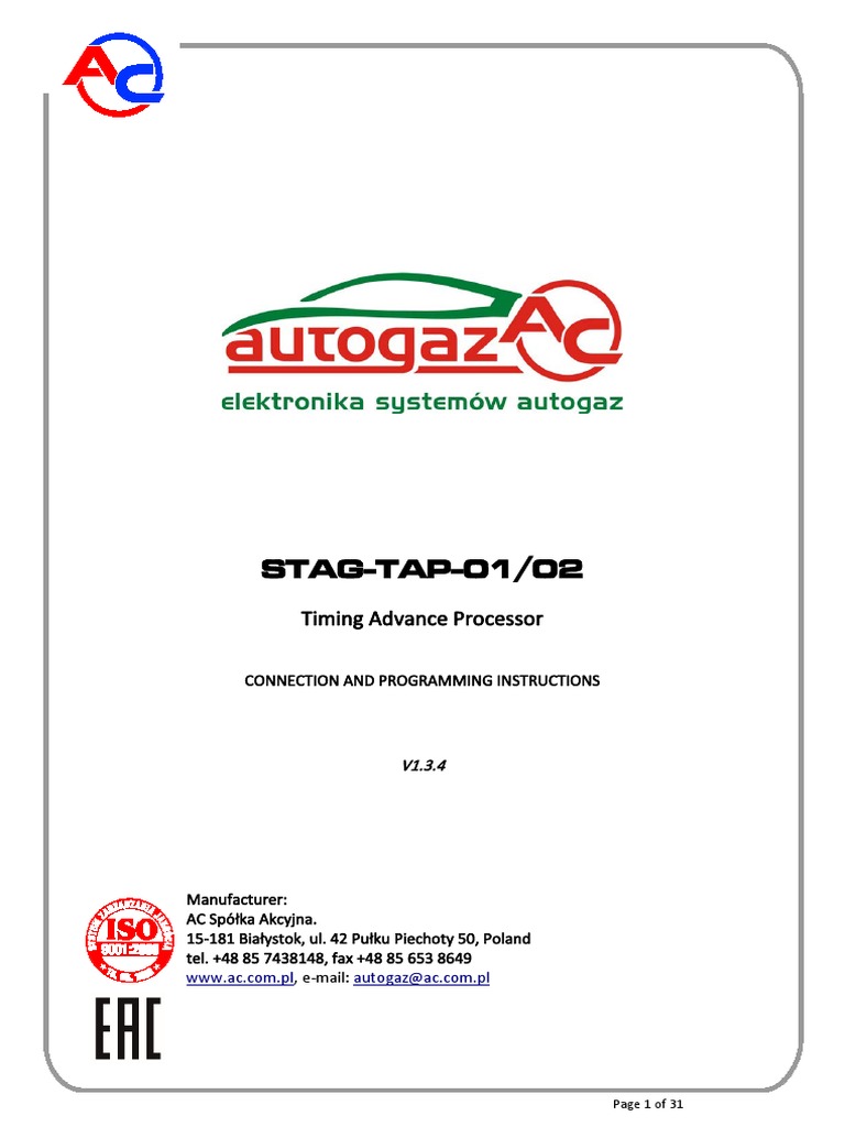 STAG TAP 01 02 Manual v1.3.5 Eng PDF | PDF | Electrical Connector | Throttle