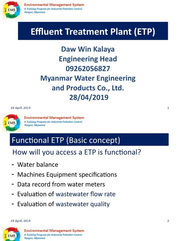 H&M - ETP - Training Outlines - Final - R4 - 190419 | PDF | Sewage Treatment | Environmental Science